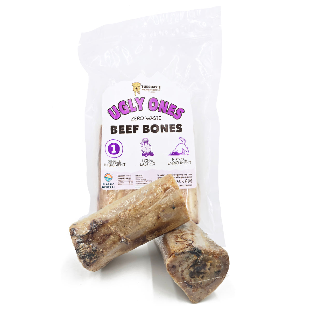 "UGLY ONES" 4" Beef Bone - 2 Pack – Tuesday's Natural Dog Company