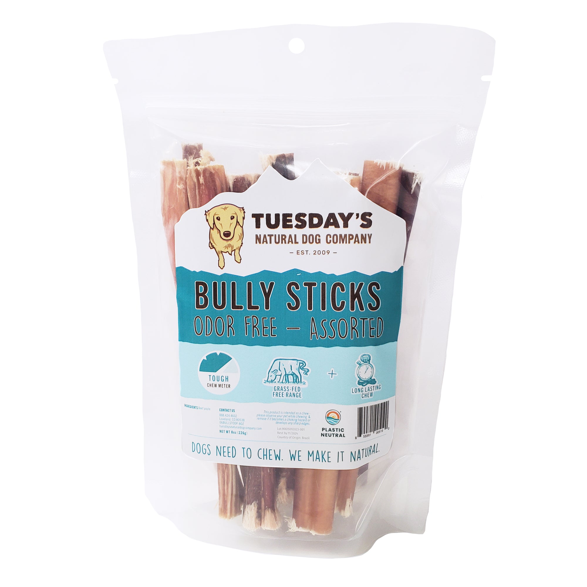 6" Bully Sticks Odor Free - 8 oz – Tuesday's Natural Dog Company
