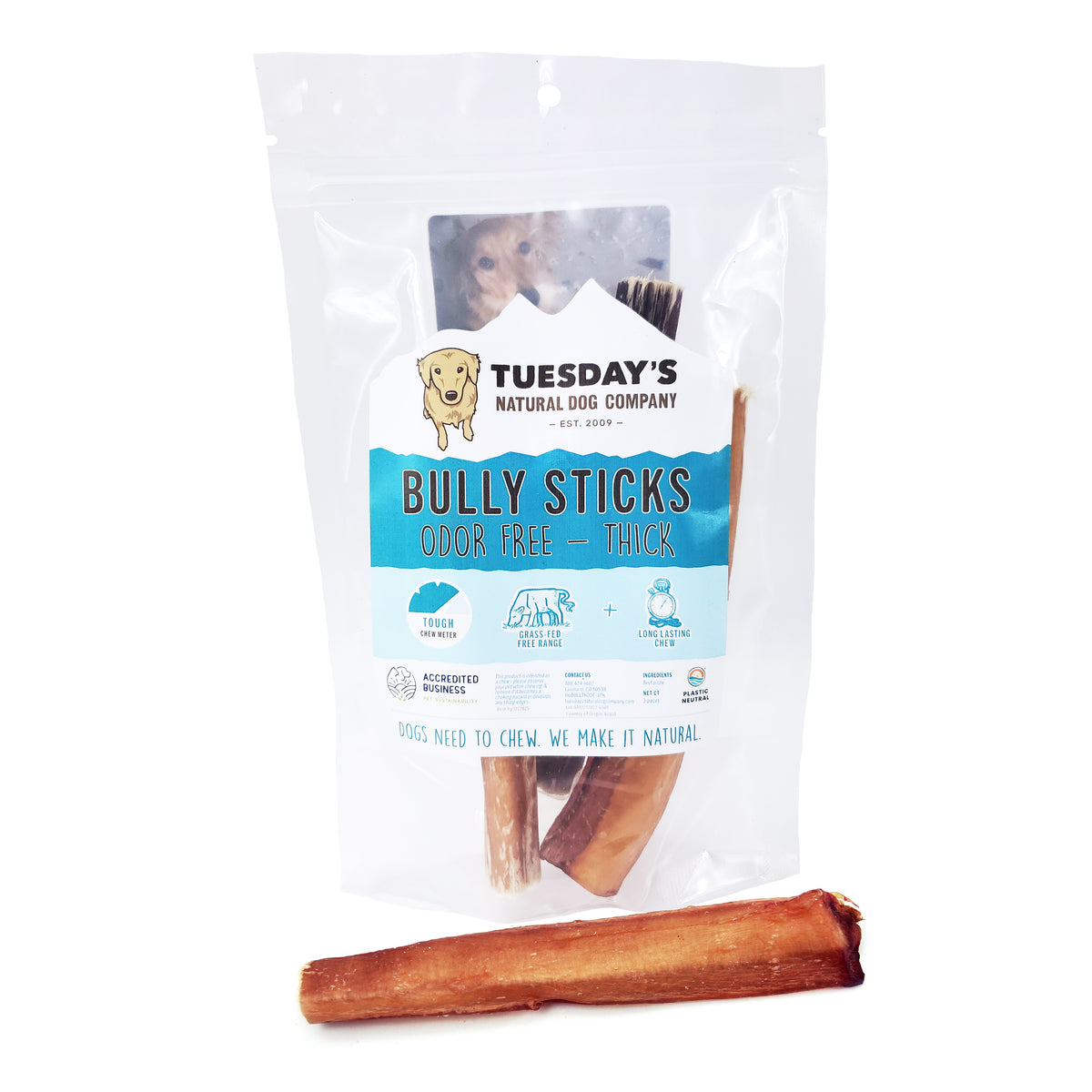 6" Thick Bully Sticks - 3 Pack – Tuesday's Natural Dog Company