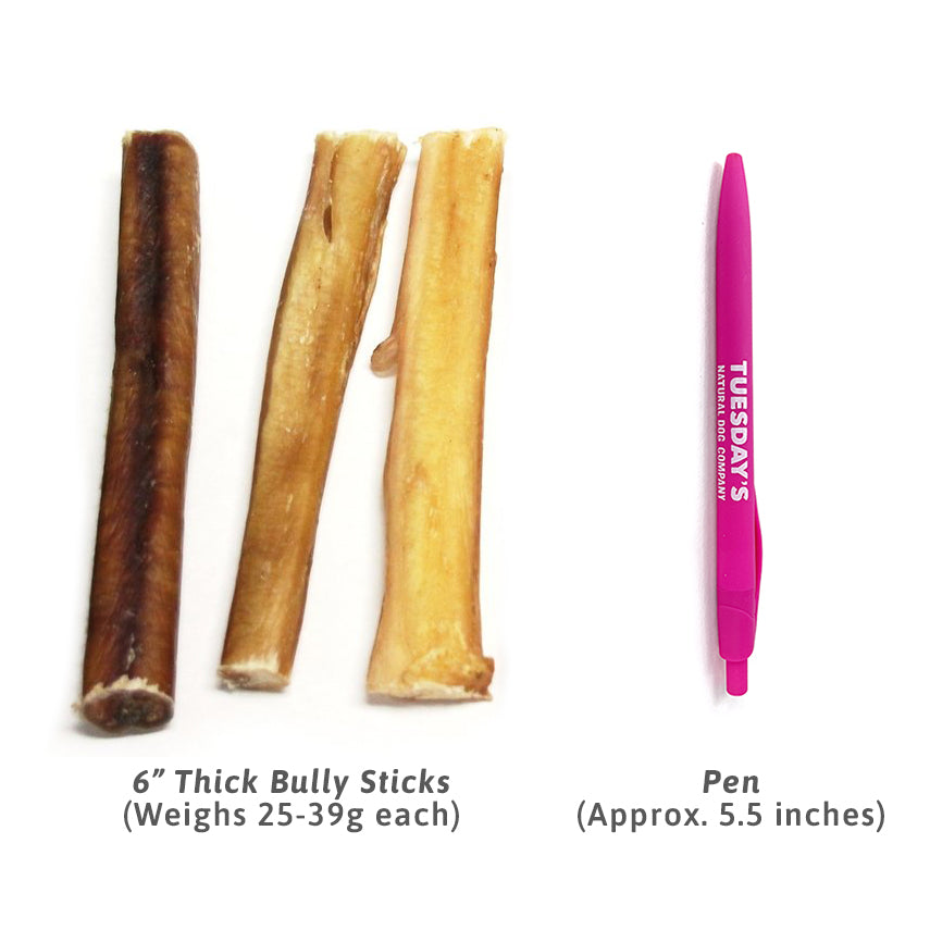 6" Thick Bully Sticks - 3 Pack – Tuesday's Natural Dog Company