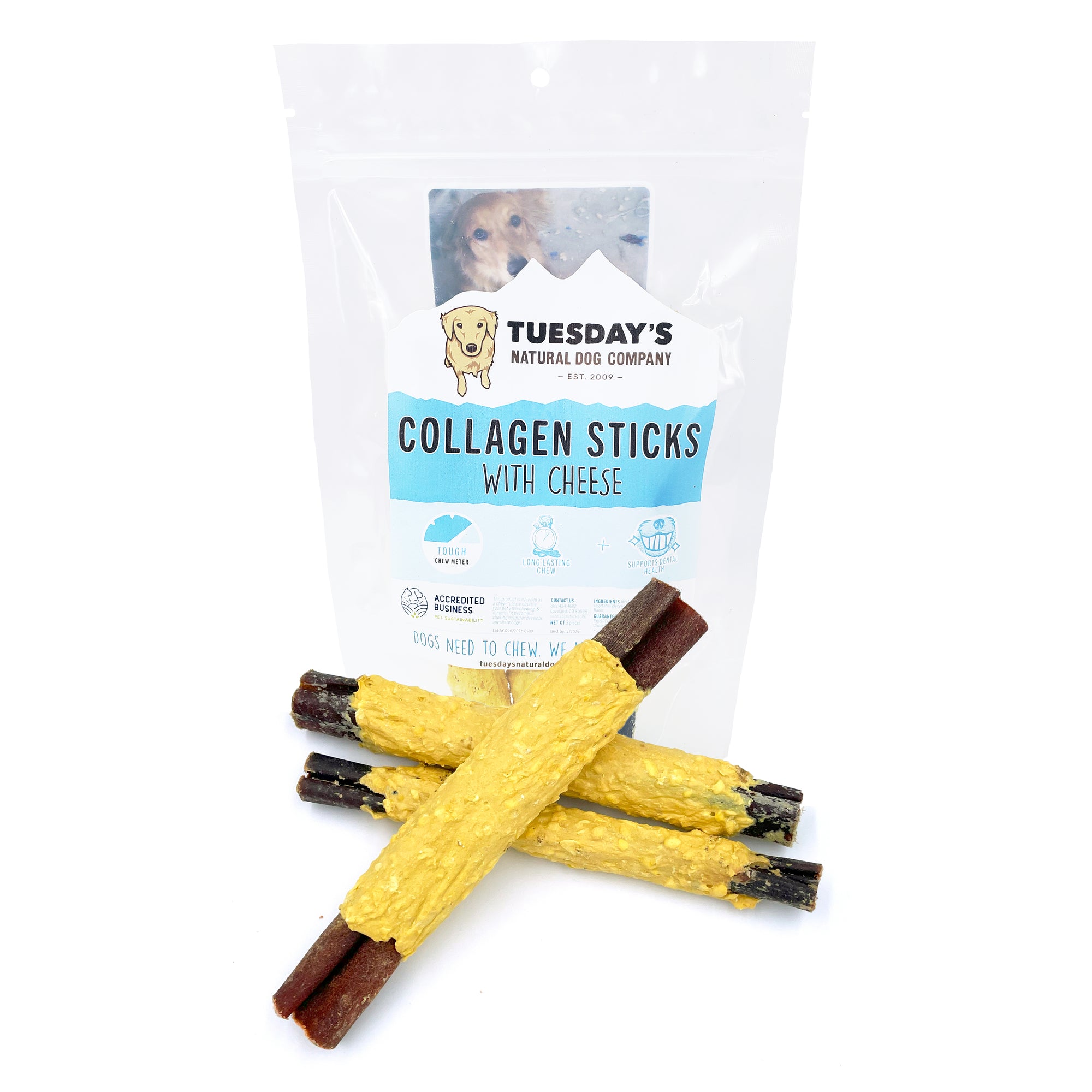 6" Collagen Cravings with Cheese - 3 Pack – Tuesday's Natural Dog Company