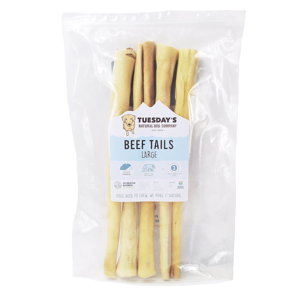Large Beef Tail - 5 Pack – Tuesday's Natural Dog Company