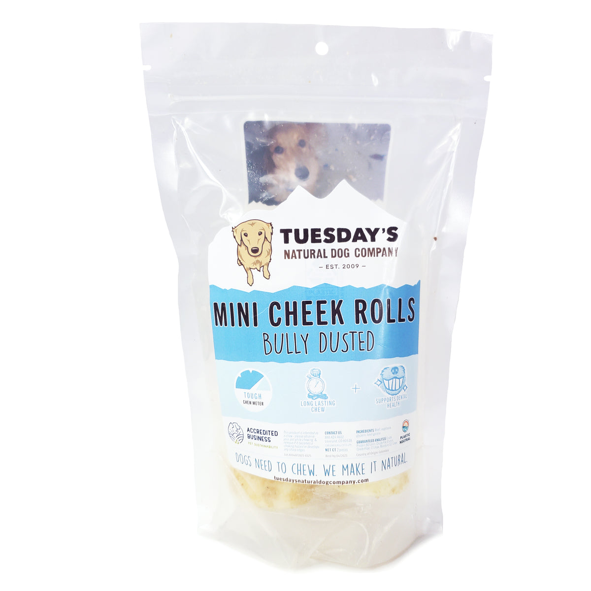 Mini Bully Dusted Beef Cheek Rolls - 2 Pack – Tuesday's Natural Dog Company