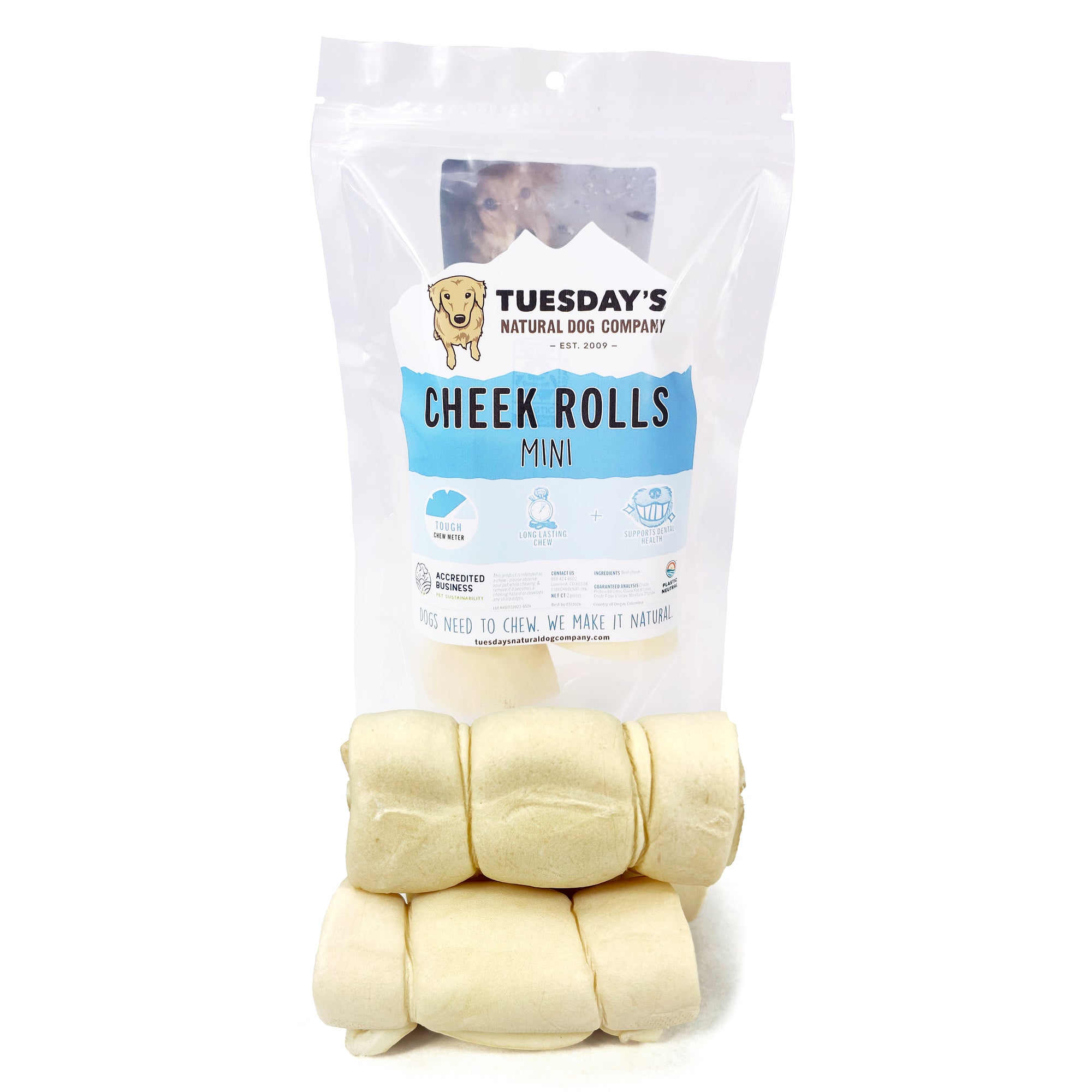 Mini Beef Cheek Rolls - 2 Pack – Tuesday's Natural Dog Company