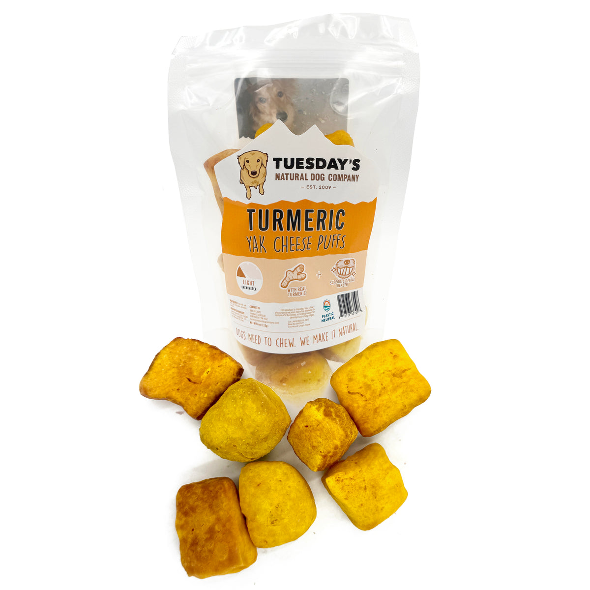Turmeric Yak Cheese Puffs - 4 oz – Tuesday's Natural Dog Company