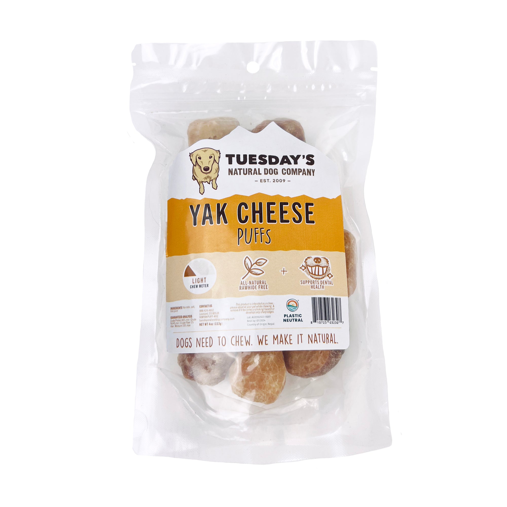 Yak Cheese Puffs - 4 oz – Tuesday's Natural Dog Company